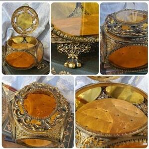 Guildcrest | Accents | Vintage Guildcrest 24kt Goldplated Ormolu Amber ...